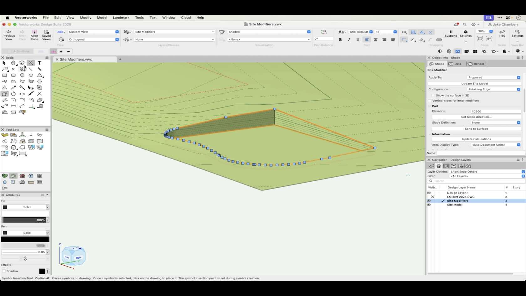 SITE MODIFIERS - PAD WITH RETAINING EDGE 2025 | Vectorworks University